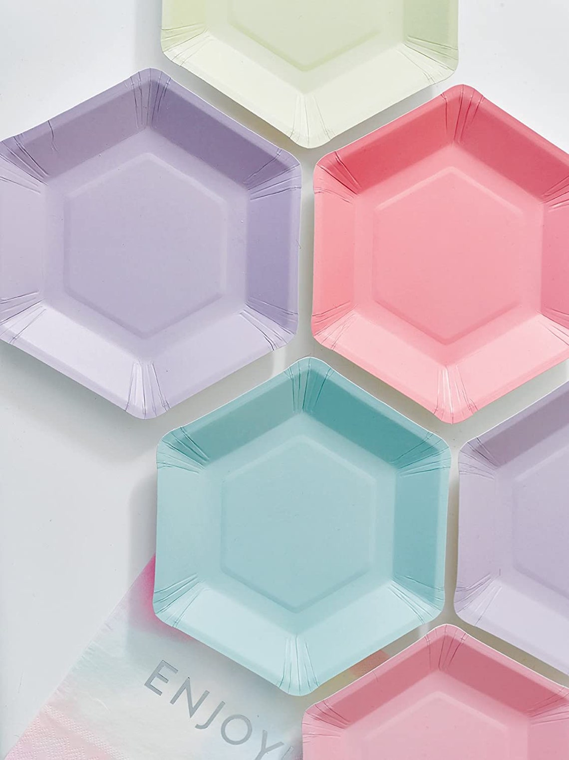 Pastel Color Hexagonal Paper Dessert Plates 12 Ct. - Etsy