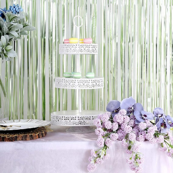 Sage Green Fringe Backdrop Curtain by Lemon Zest | Catch My Party