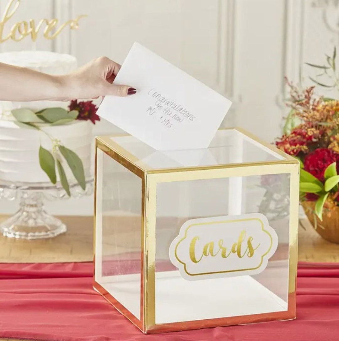 Wedding Card Box , Gold Clear Greeting Card Box, Reception Gift Table ...