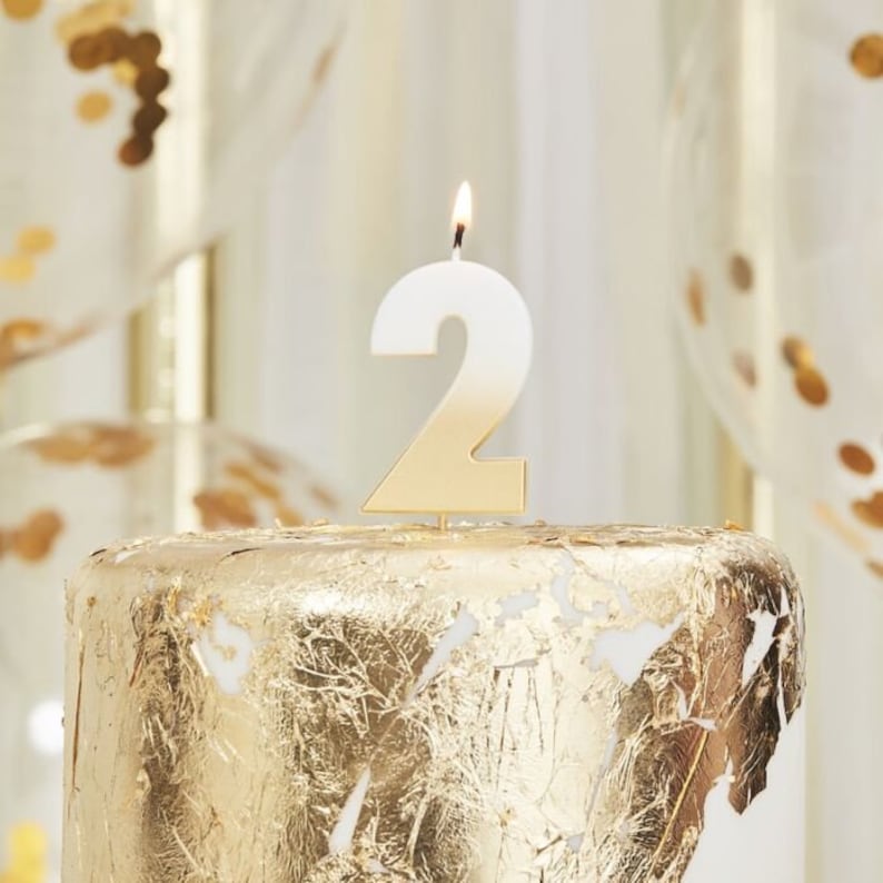 Gold Ombre 2 Number Birthday Candle Cake Topper Milestone Etsy