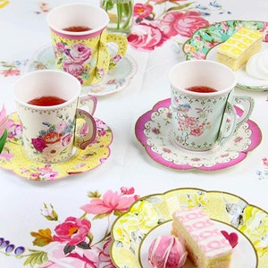 Tea Party Supplies | Floral Paper Party Plates, Napkins, Tea Cups and ...