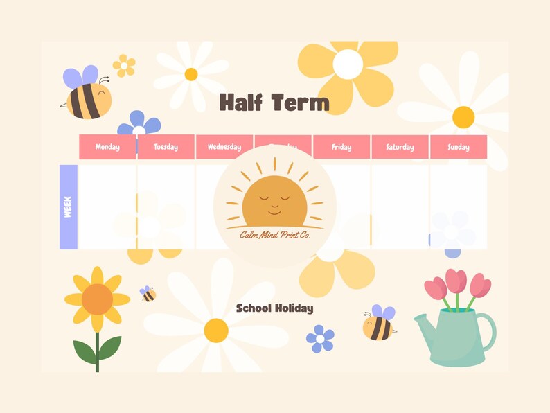 Editable Half Term Holiday Planner for Kids, Pastel Spring Design ...