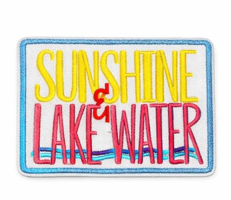 Embroidered Lake Life Patch | Boat Waves Sun Rays Summer Hat Bar (3in ...