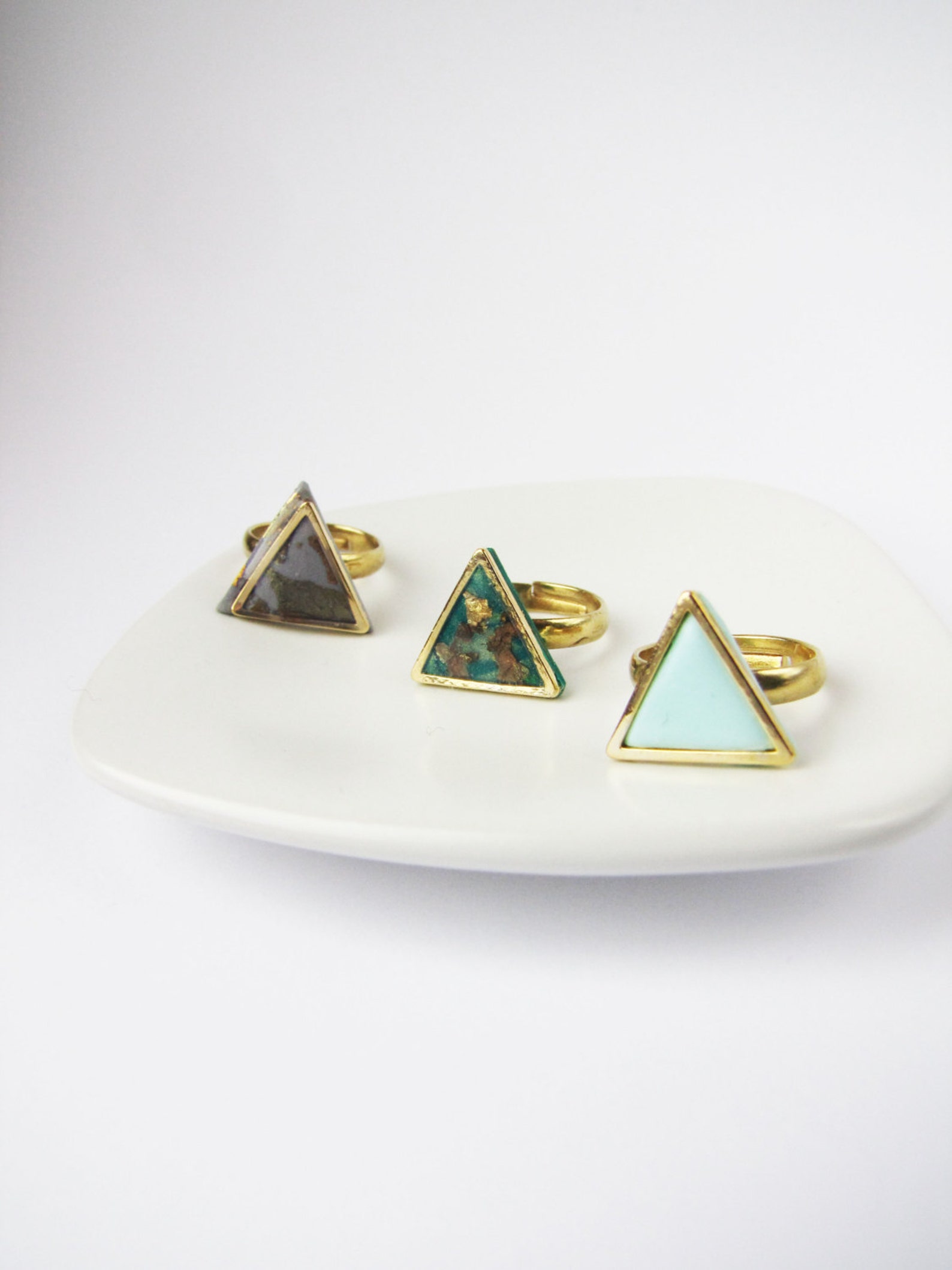 Geometric Knuckle Triangle Ring . Choose Your Color Geo Ring. - Etsy