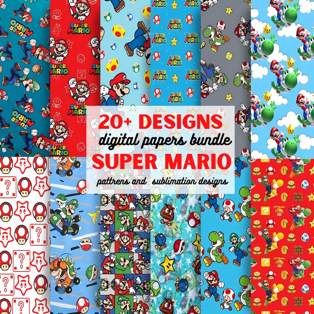 Super Mario Inspired Digital Paper Bundle: 20+ HD Game Patterns ...