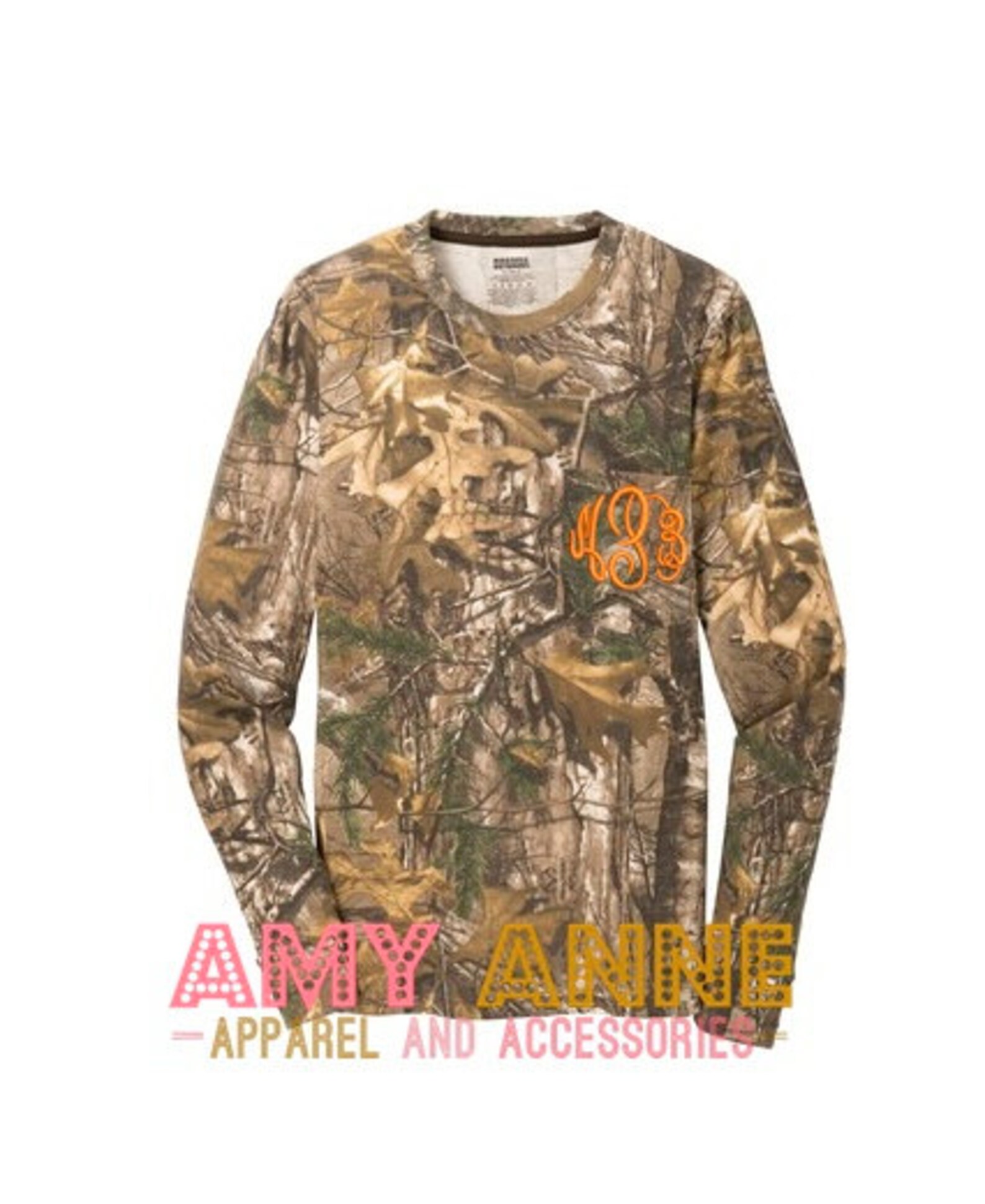 Embroidered Real Tree | Camo Shirt | Long Sleeve Pocket Tee ...
