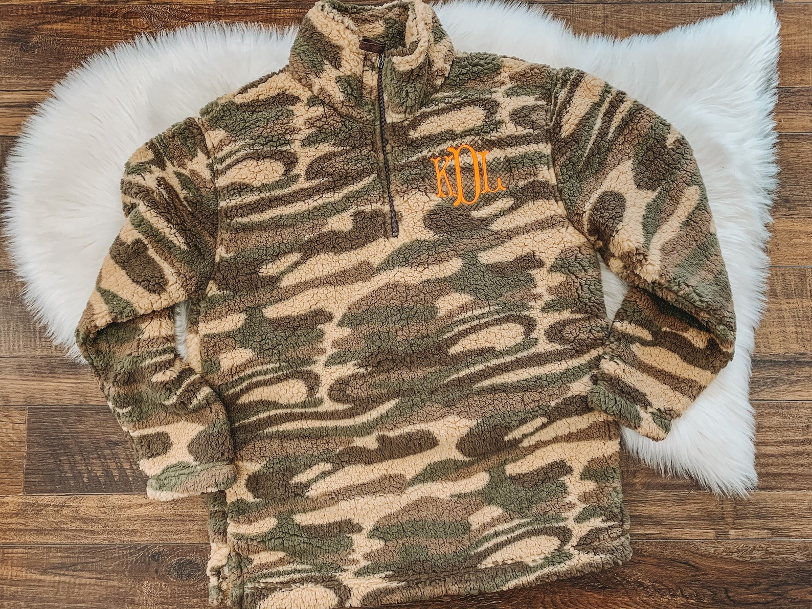 New Camo Sherpa Quarter Zip Monogrammed Heathered Fleece - Etsy