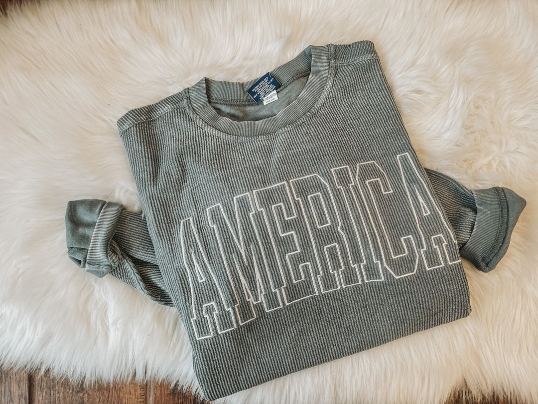 America College Block Cord Sweatshirt | Crew Neck Sweatshirt ...