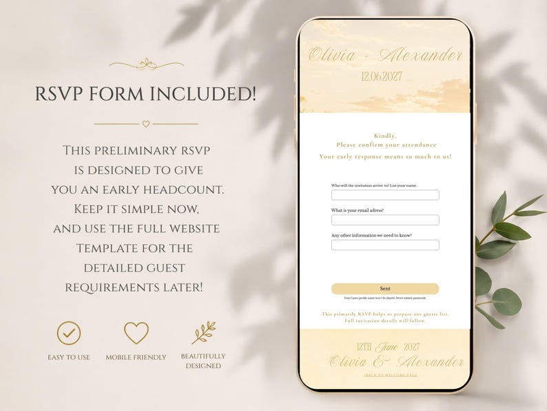 Yellow Save the Date Template, Romantic Wedding Website With Song ...