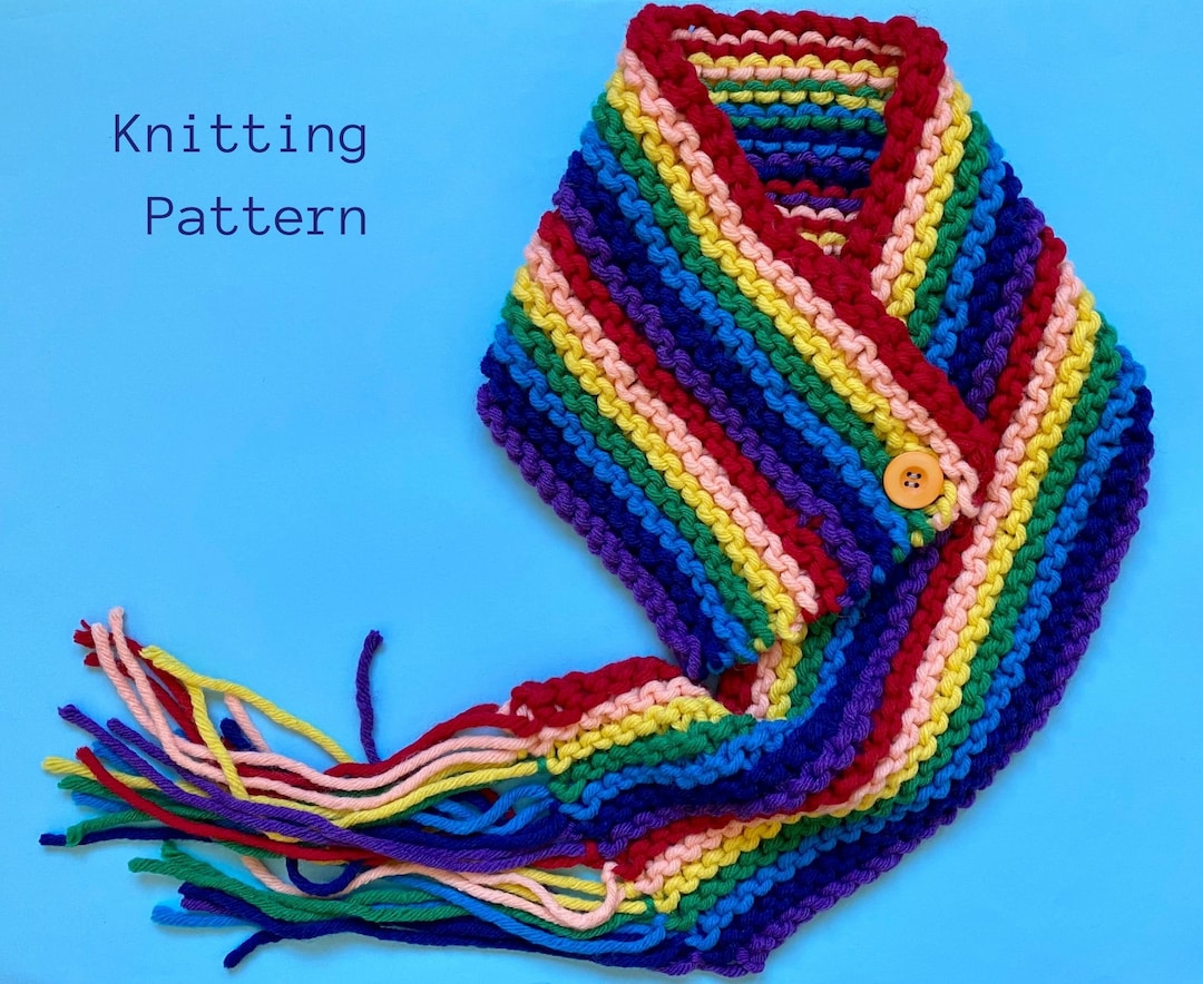 Easy Rainbow Scarf Knitting Pattern - Super Chunky Yarn - Digital ...