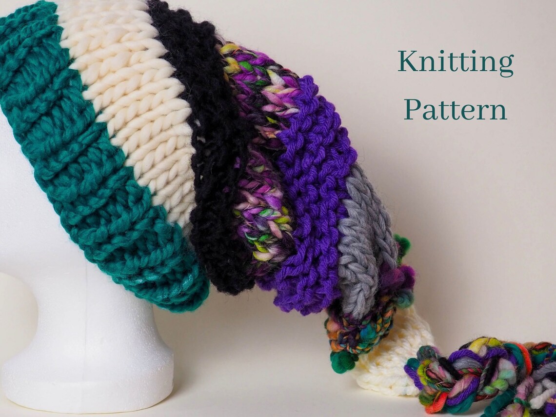 Knitting pattern for super chunky adult pixie hat festival | Etsy