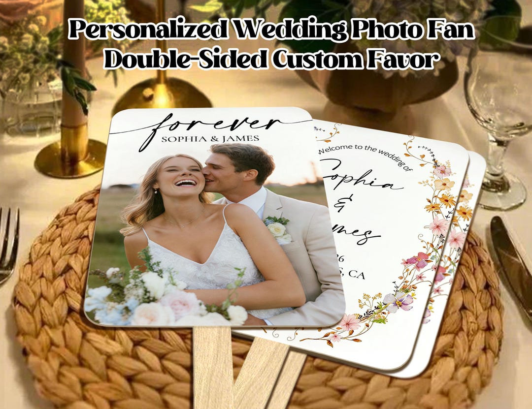 Fully Assembled Wedding Photo Fans Personalized Wedding Ceremony Fans ...