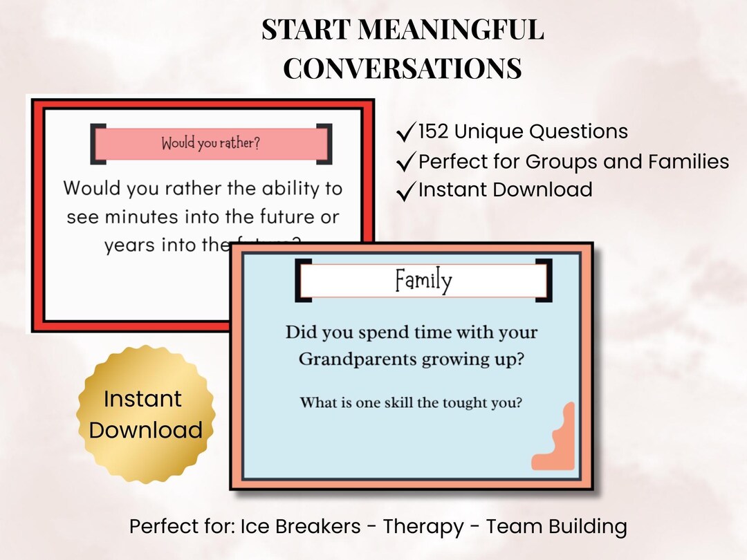 Conversation Starter Cards | Ice Breaker Game for Any Group - Etsy