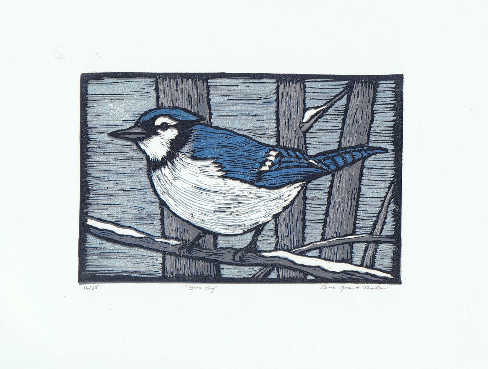 Blue Jay Reduction Block Print - Etsy