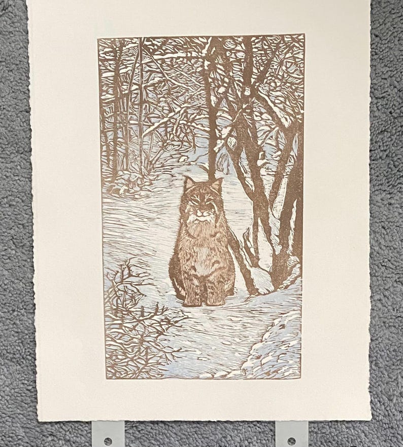 Bobcat Block Print - Etsy