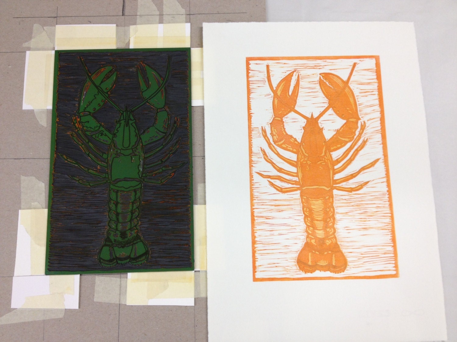 Lobster Block Print - Etsy