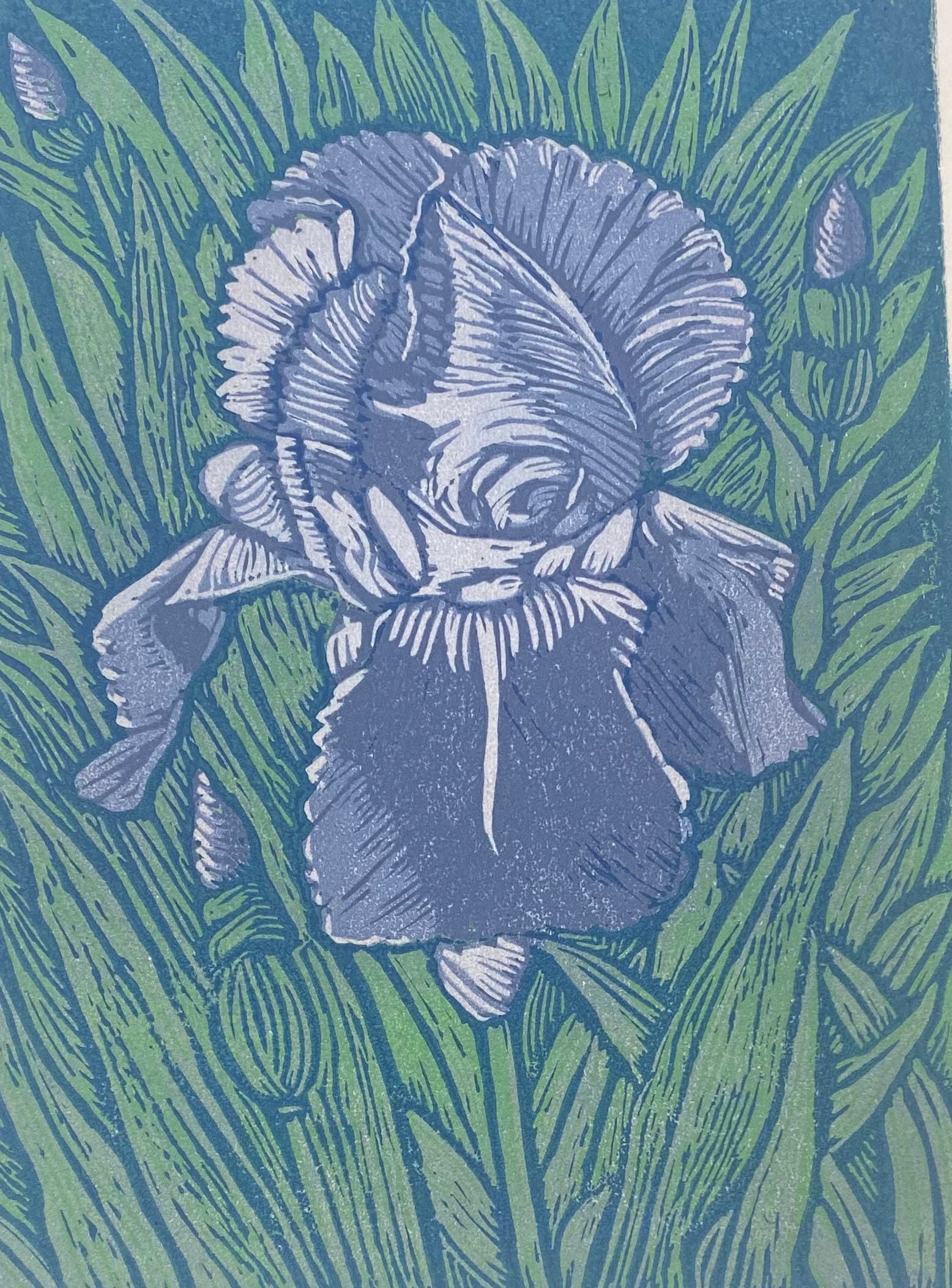 Purple Iris Reduction Block Print - Etsy