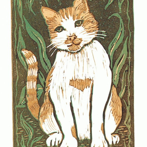 Cat Block Print - Etsy