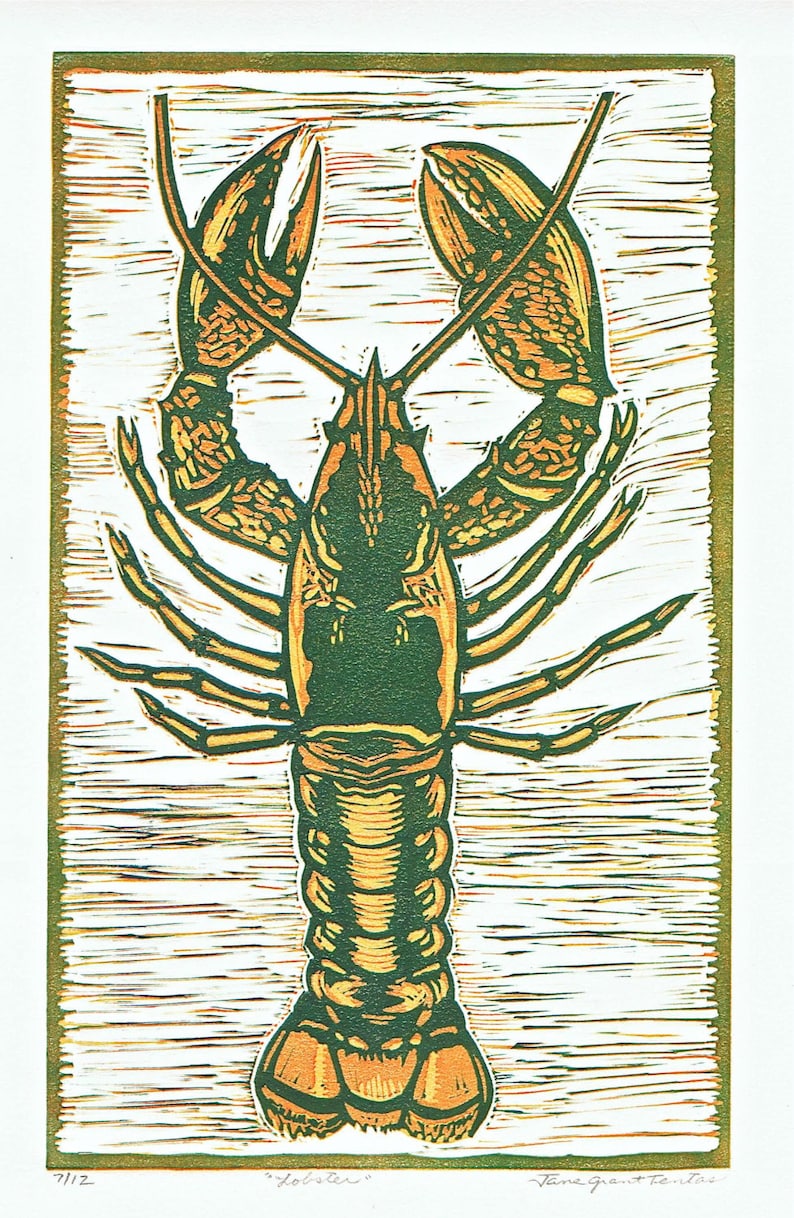 Lobster Block Print - Etsy
