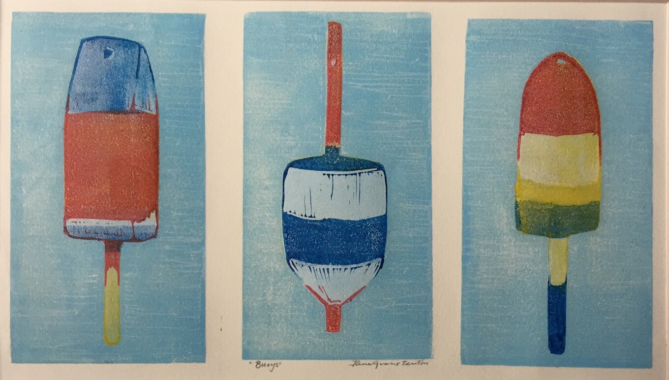 Lobster Buoys Block Print - Etsy