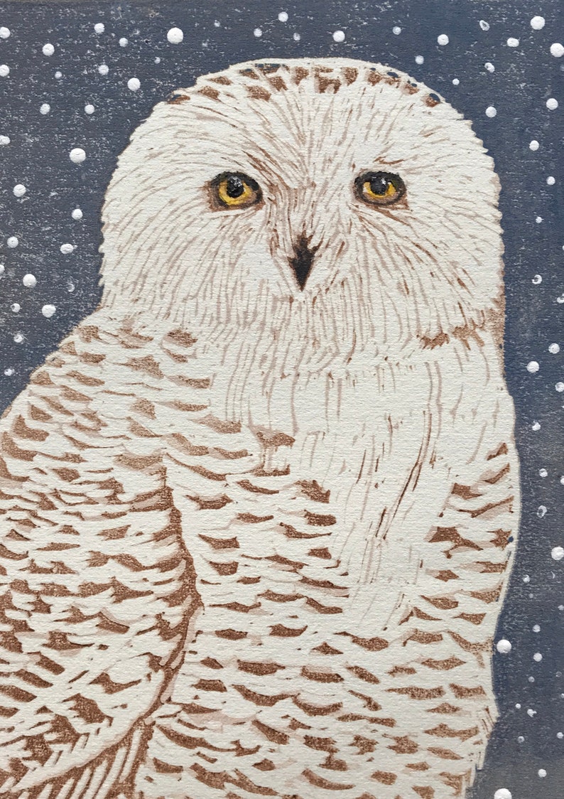 Snowy Owl Block Print - Etsy