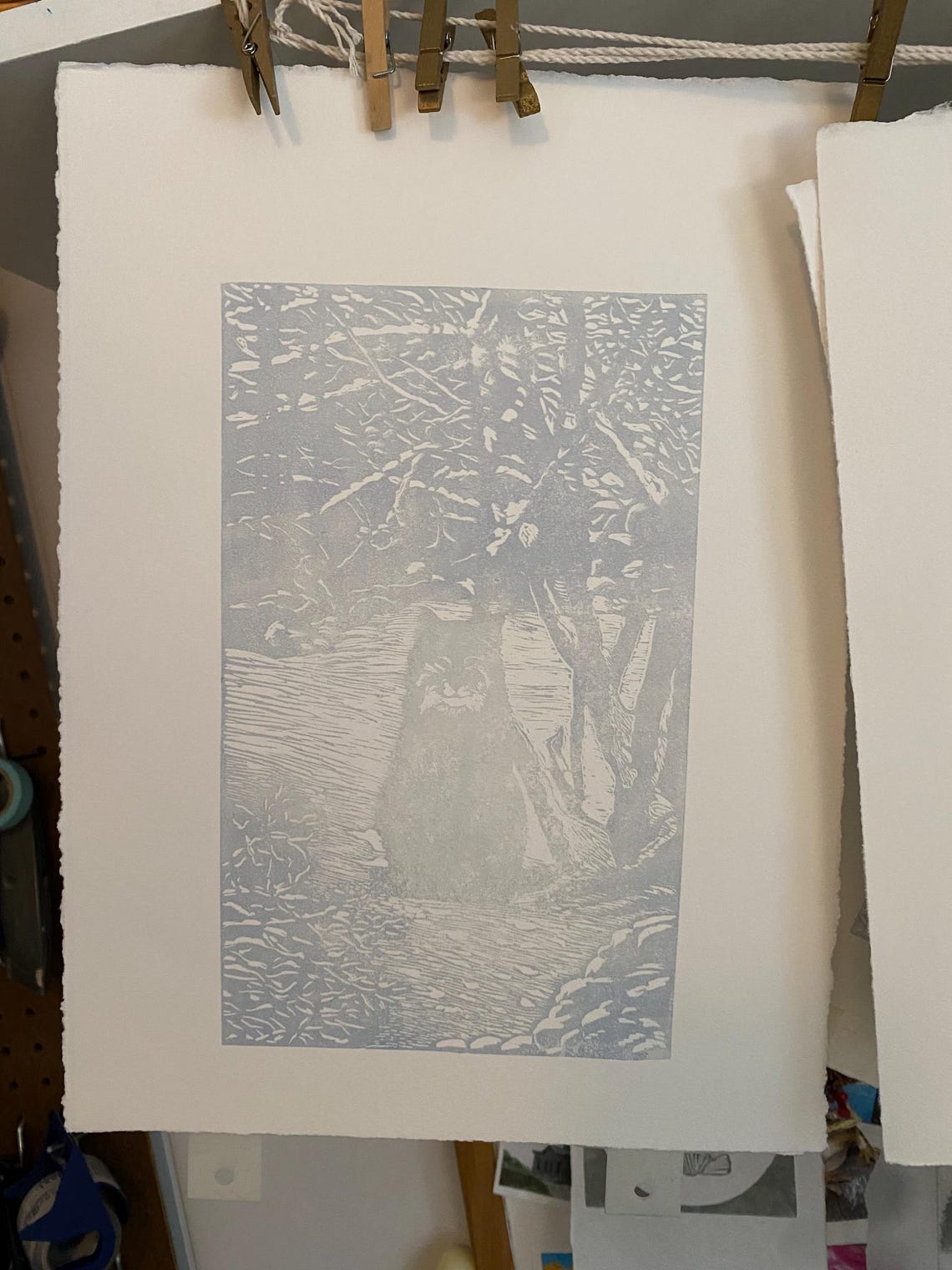 Bobcat Block Print - Etsy