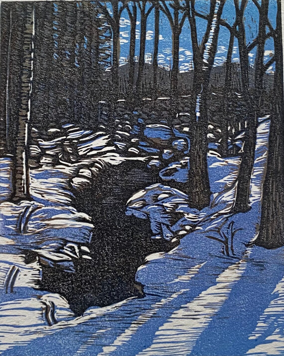 Goffstown Stream 2 Reduction Block Print - Etsy