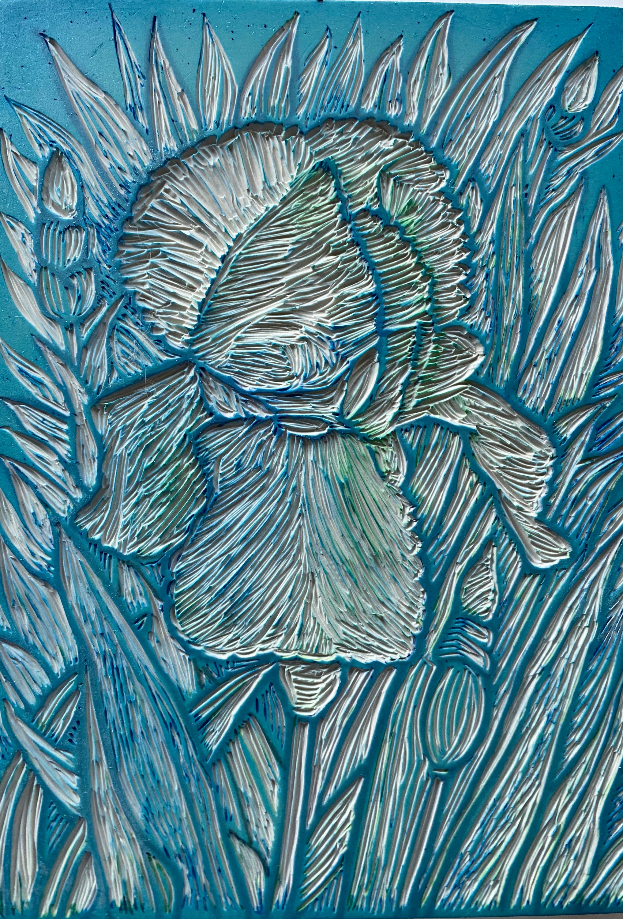 Purple Iris Reduction Block Print - Etsy