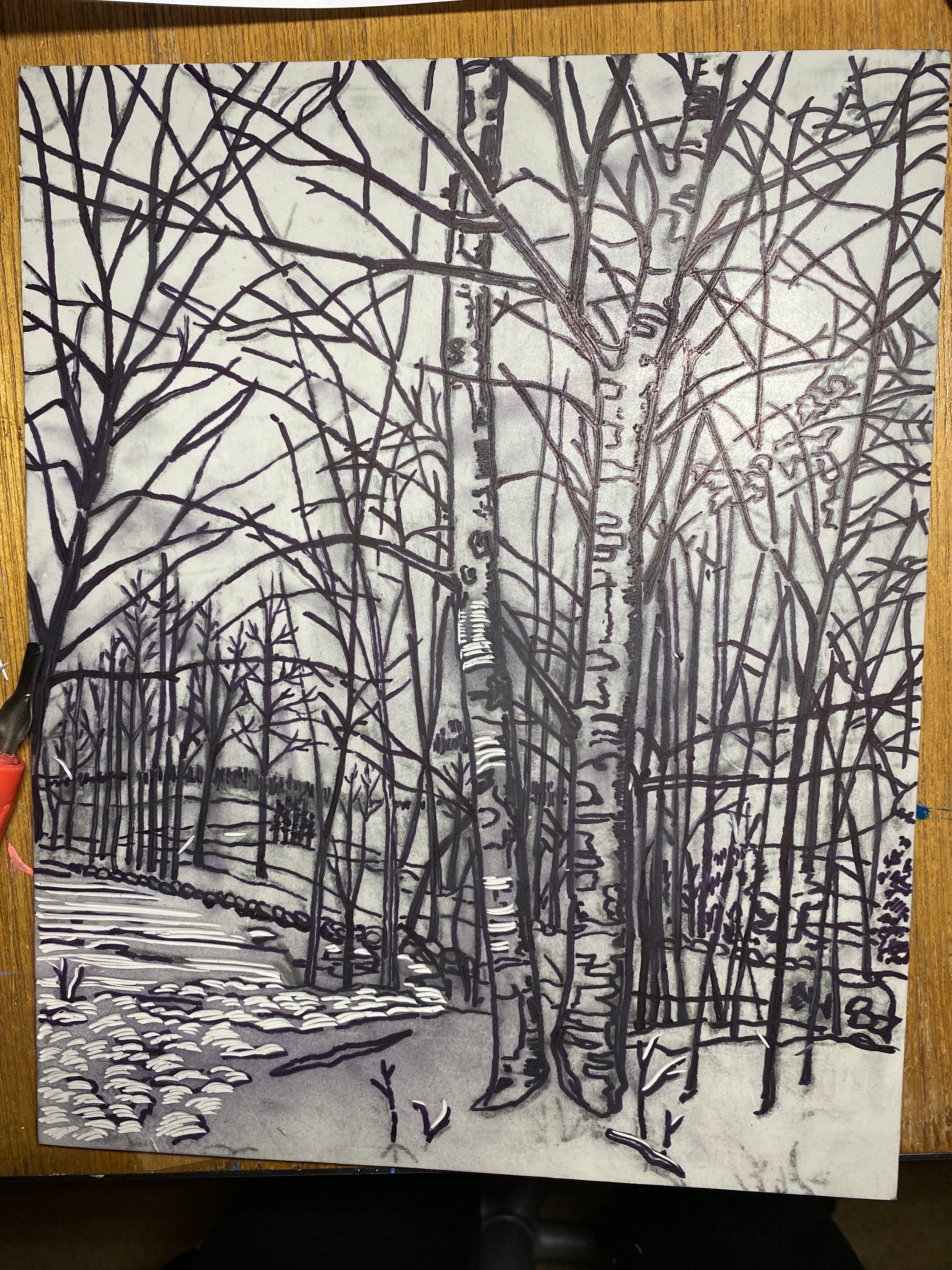 The Birches Reduction Block Print - Etsy