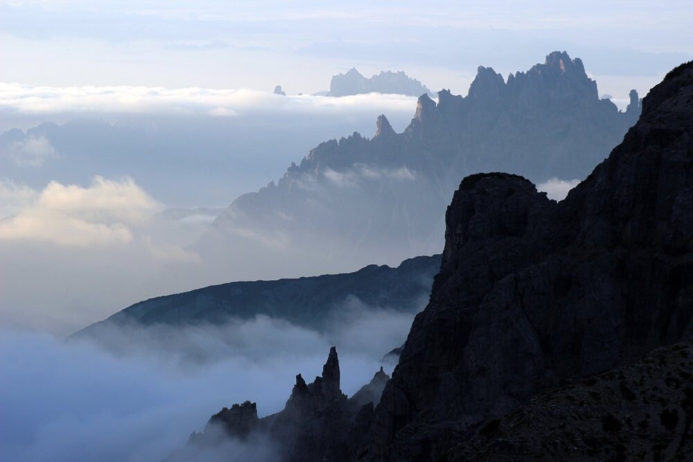 Italian Alps, Valley Fog, Mountain Peaks, Dolomites, Misty Morning ...