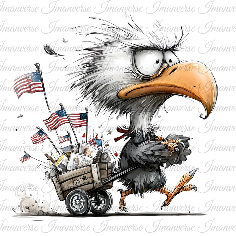 Patriotic Bald Eagle Clipart, American Flag 4th of July Sublimation ...