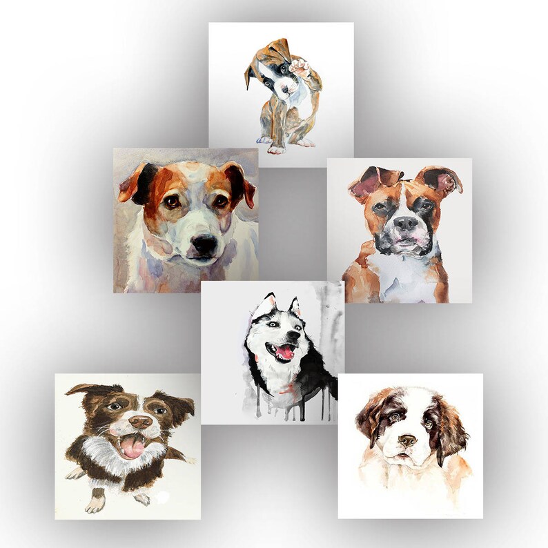 Impresiones perros feliz imprimible acuarela 12 papel digital | Etsy