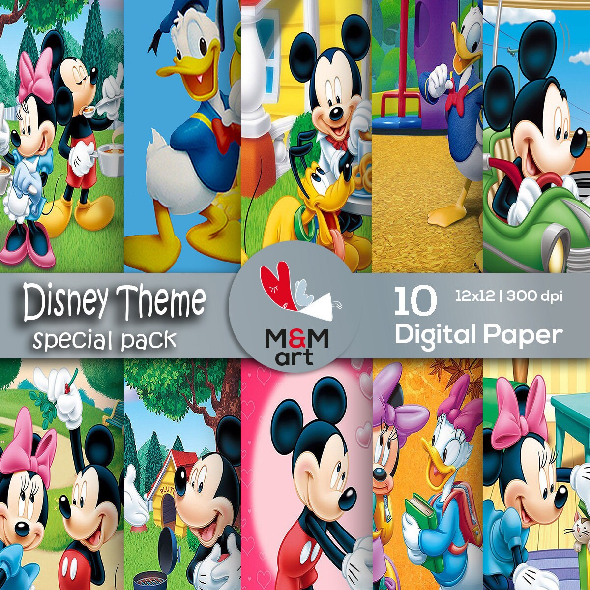 Print Disney Theme Large Paper Digital Scrapbooking | Etsy