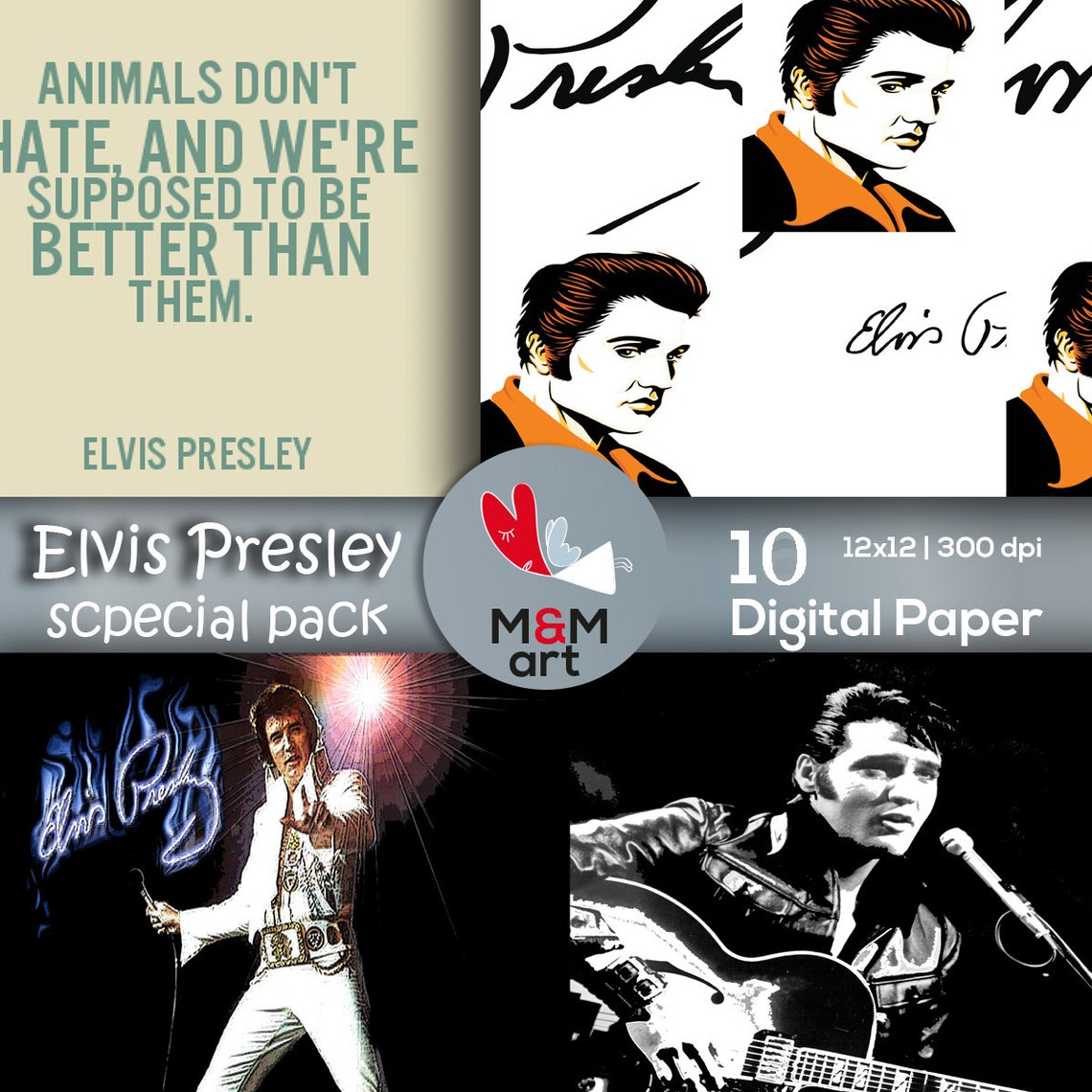 Elvis Presley 10 Pack Large Posters Classic Cards Printable Download ...