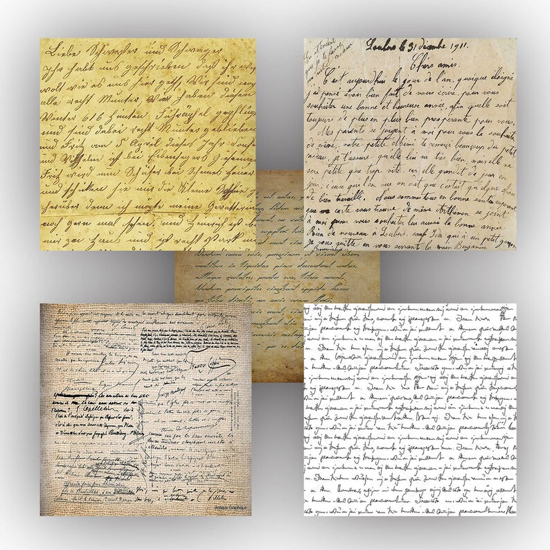 Print Paper Antique Scripts 10 10 Set Pack Special Download - Etsy