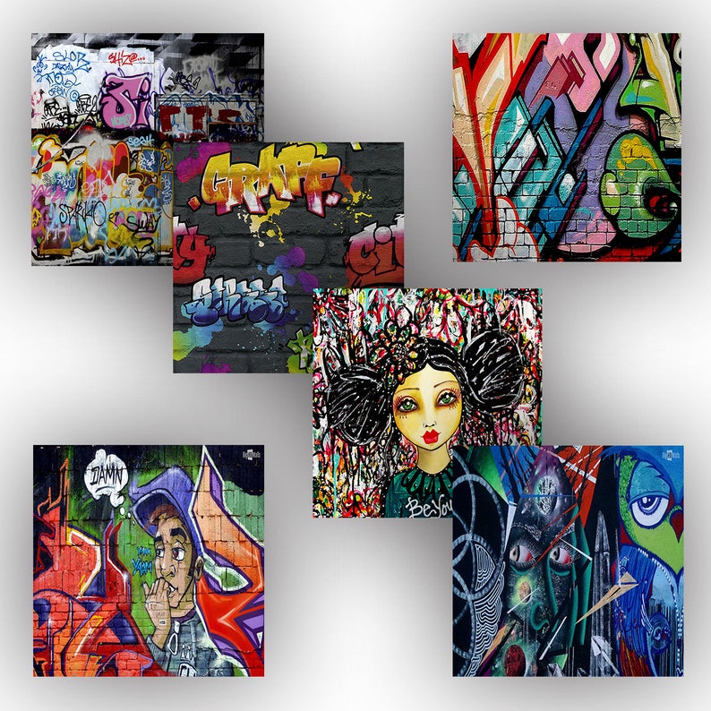 Print Graffiti Striking Digital Papers Sheet 12 Unique Large Format ...