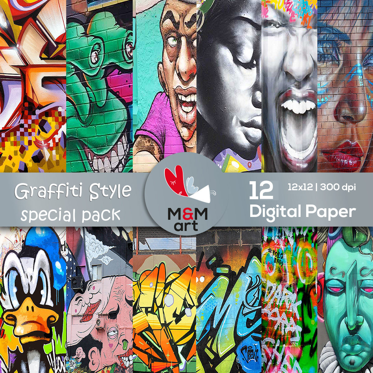 Print Graffiti Style Paper Unique Absolute 12 Pack Download Digital ...