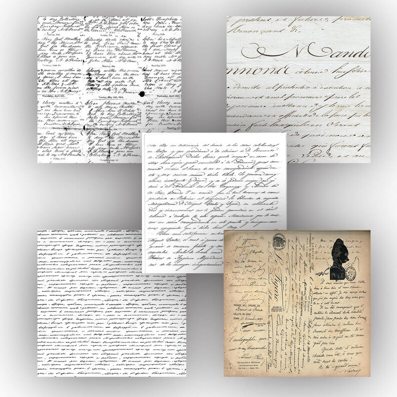 Print Paper Antique Scripts 10 10 Set Pack Special Download | Etsy