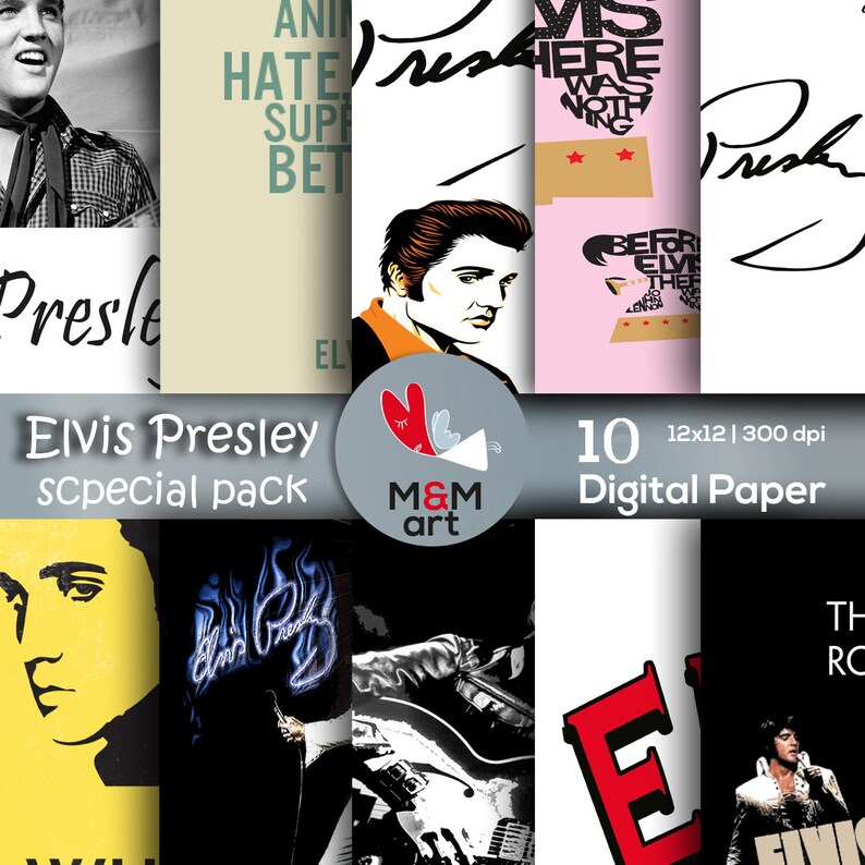 Elvis Presley 10 Pack Large Posters Classic Cards Printable Download ...