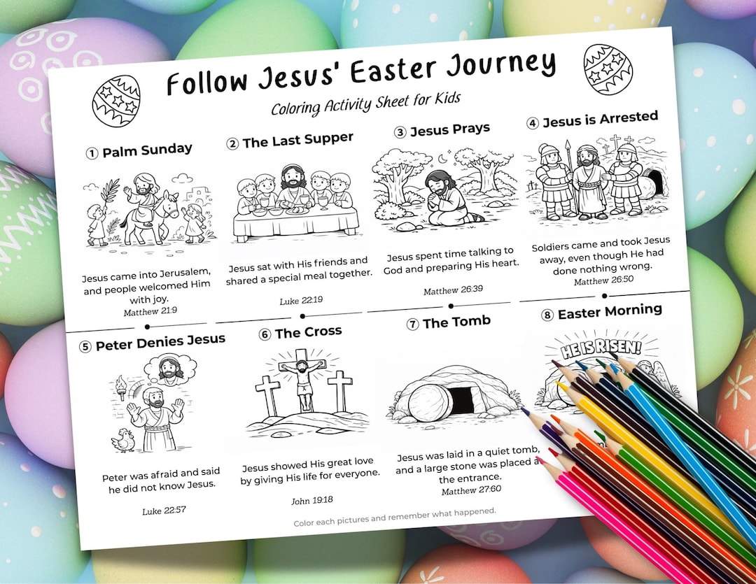 Easter Bible Coloring Pages for Kids: Holy Week Timeline Activity ...
