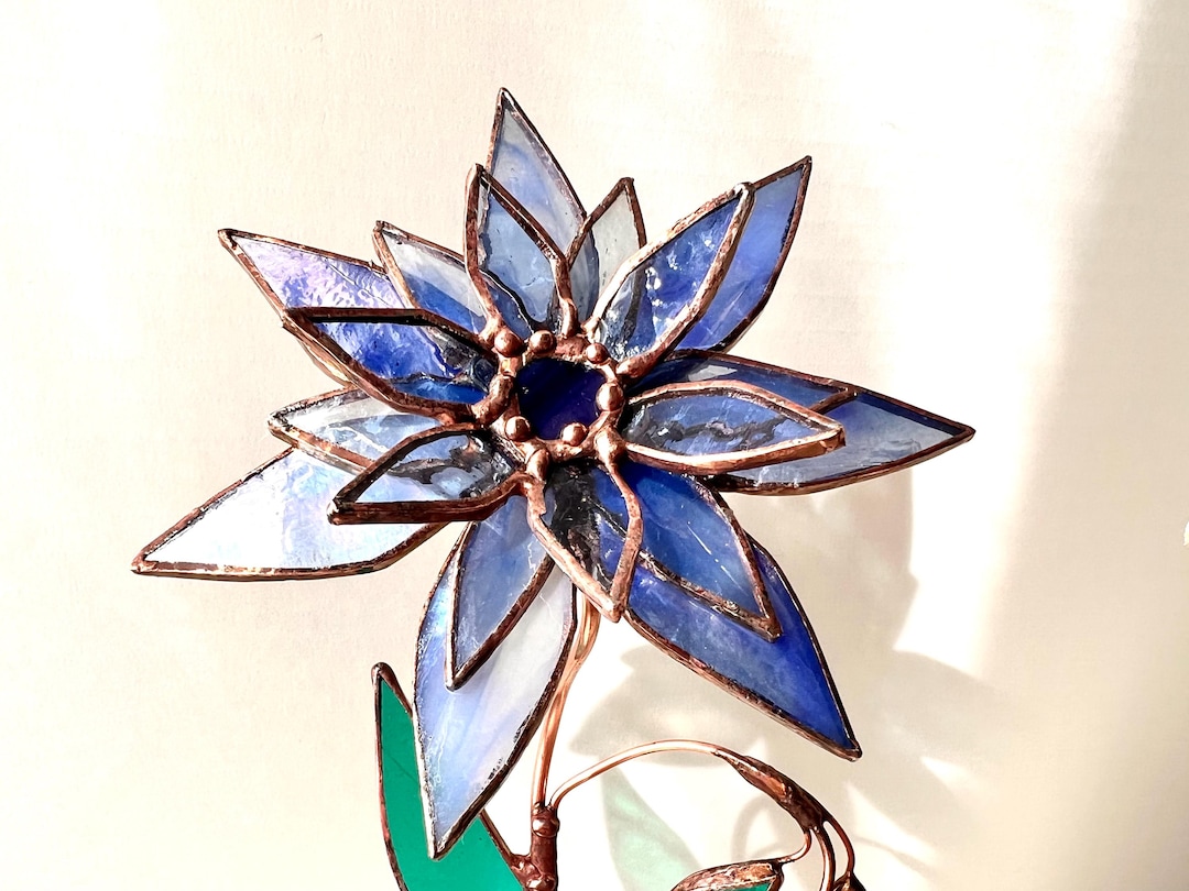 Wildflowers Blue Flower. Stained Glass Flower With Leaves. Garden Plant ...