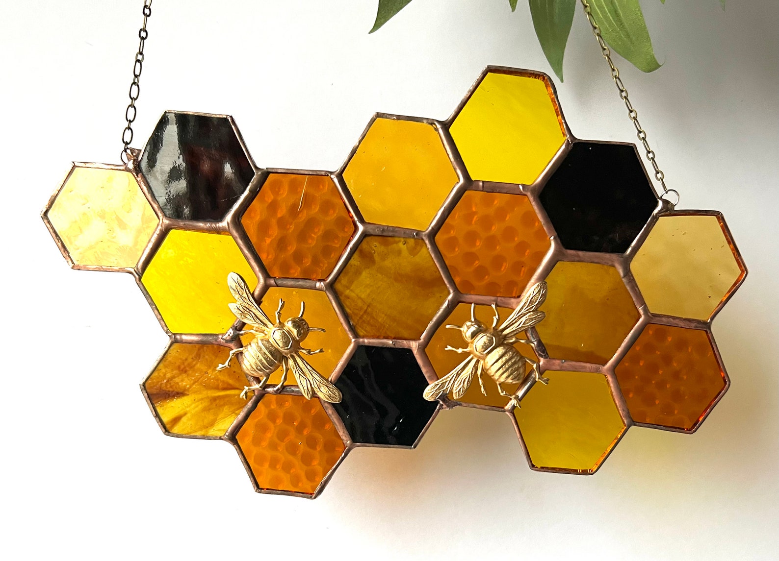 Stained Glass Beehive. Honeycomb Stained Glass Suncatcher. - Etsy