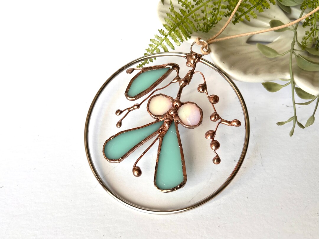 Stained Glass Mistletoe. Round Suncatcher. Circle Shape. Home Decor ...