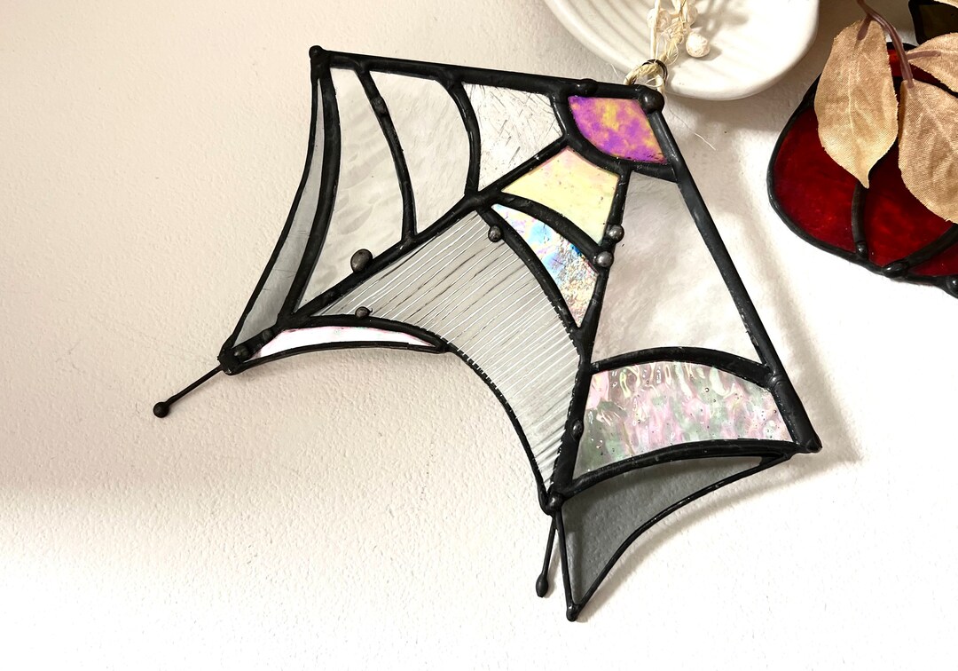 Spider Net Stained Glass Suncatcher Home Decor Halloween Gift Wall ...