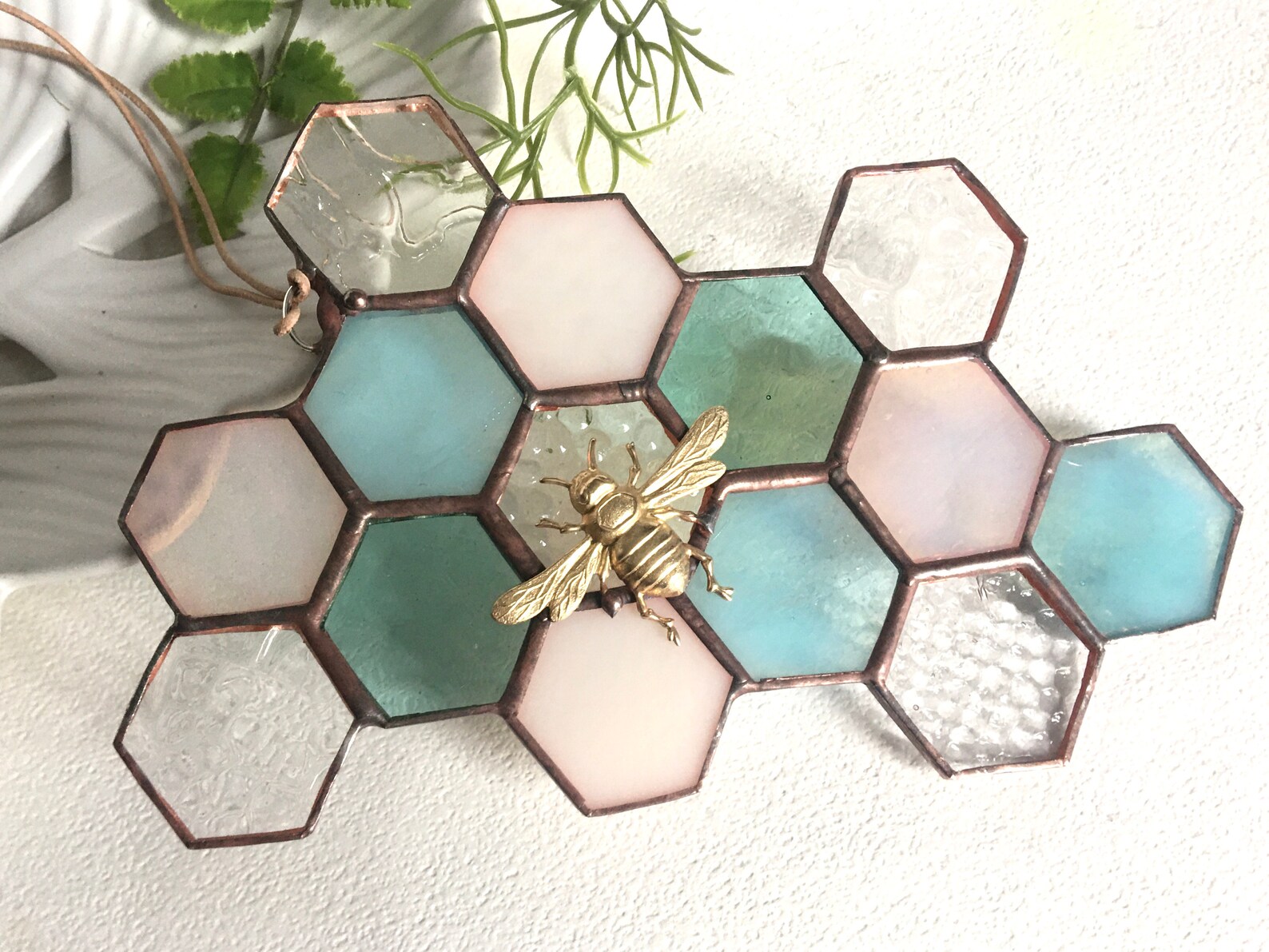 Stained Glass Beehive. Honeycomb Stained Glass Suncatcher. - Etsy