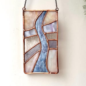 Stained Glass Panel Suncatcher. Window Hangings. Pastel Pink Blue ...