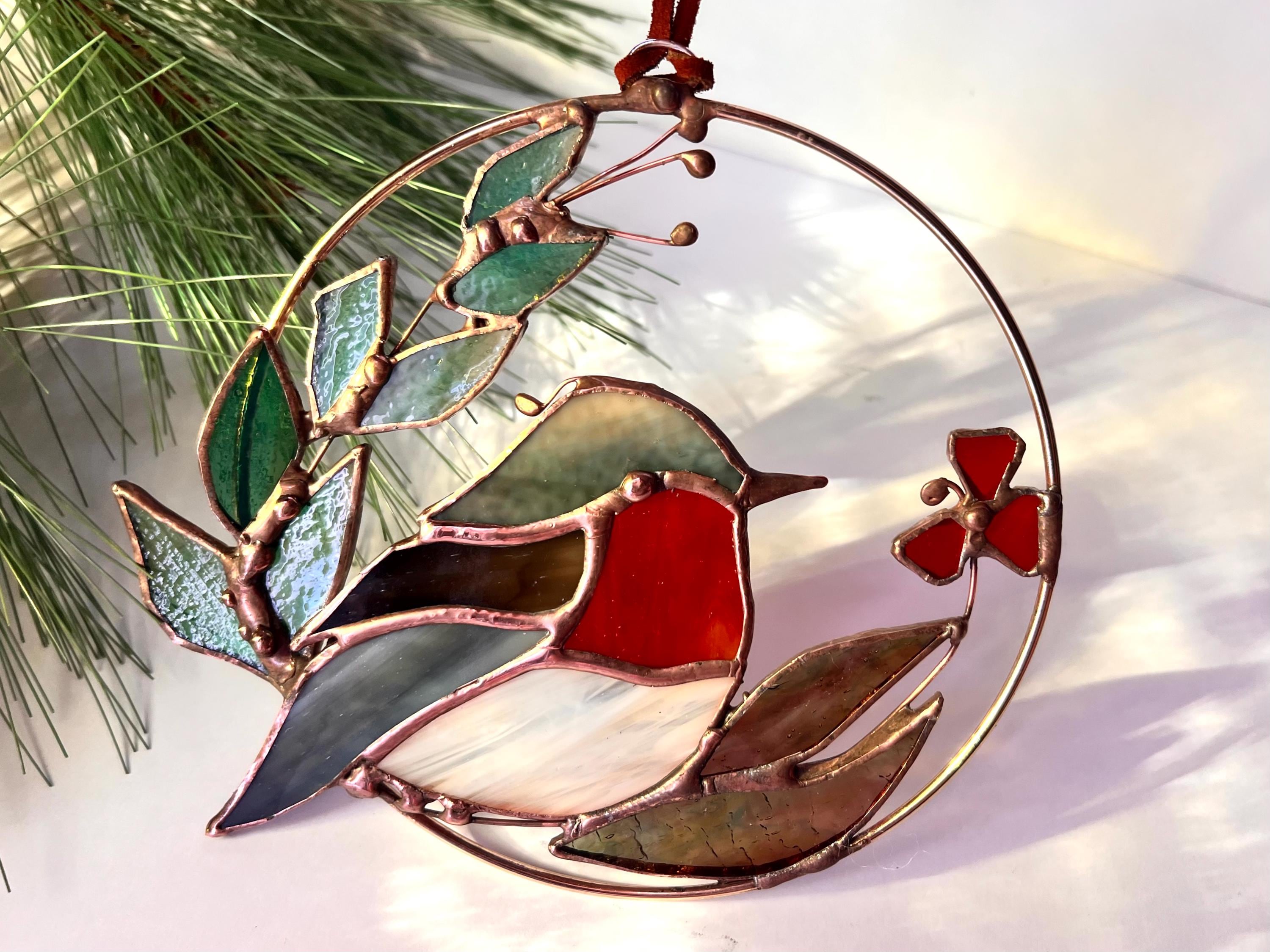 Stained Glass Red Robin Suncatcher, Home Decor (6in Diameter) - Etsy
