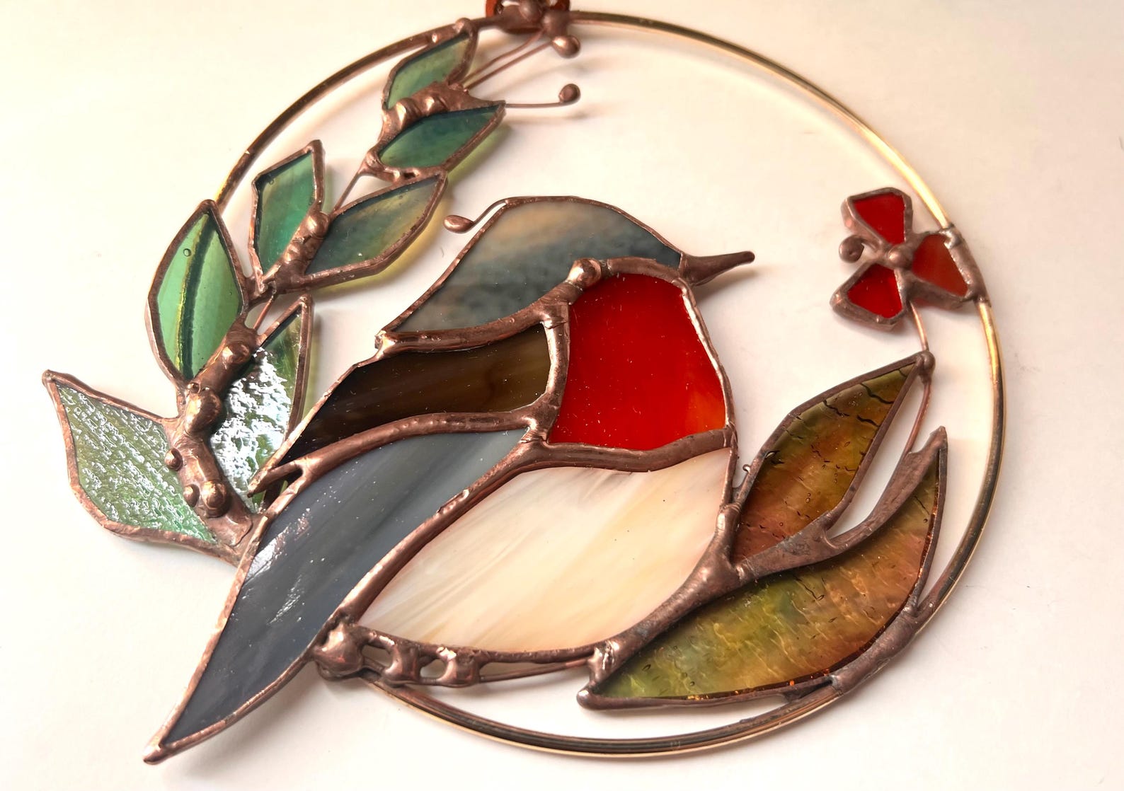 Stained Glass Red Robin Suncatcher, Home Decor (6in Diameter) - Etsy