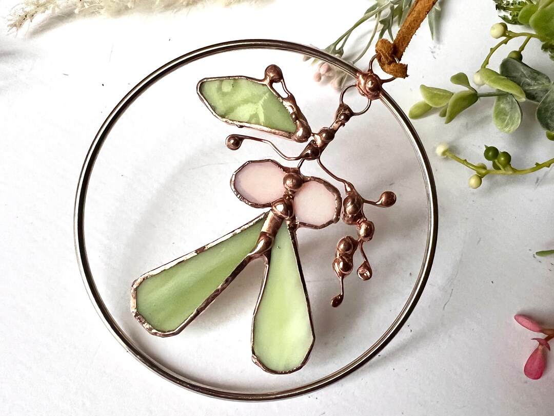 Stained Glass Mistletoe. Round Suncatcher. Circle Shape. Home Decor ...