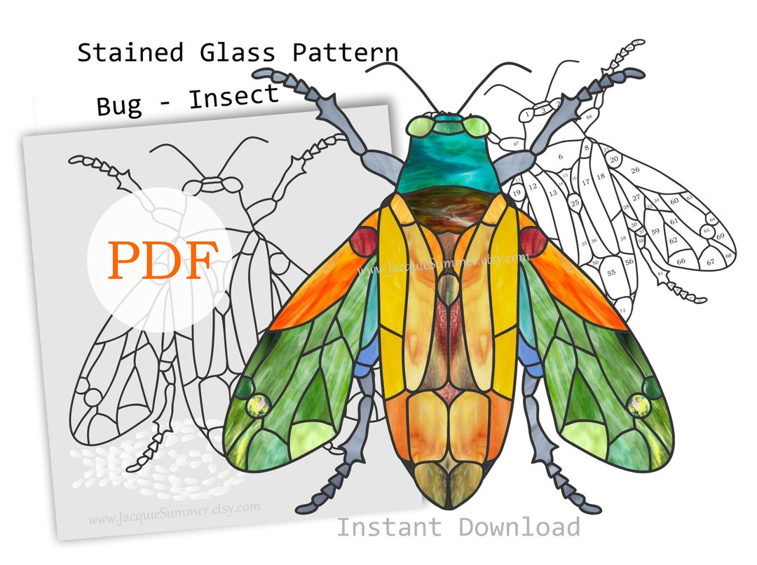 Stained Glass Insect Pattern, Bug Stained Glass, Suncatcher Pattern ...